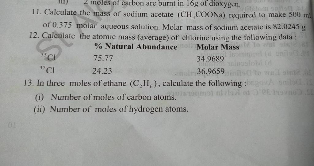 11 Calculate The Mass Of Sodium Acetate Ch3 Coona Required To Make 500