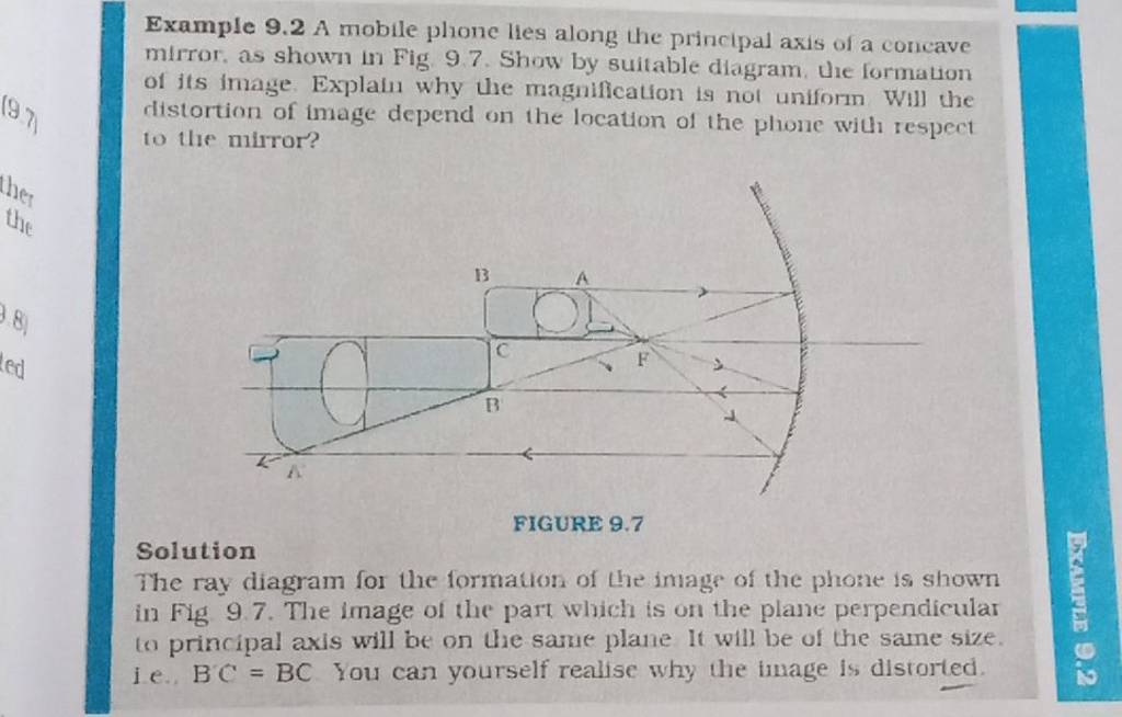 Example 9 2 A Mobile Plione Lies Along The Principal Axis Of A Concave Mi 