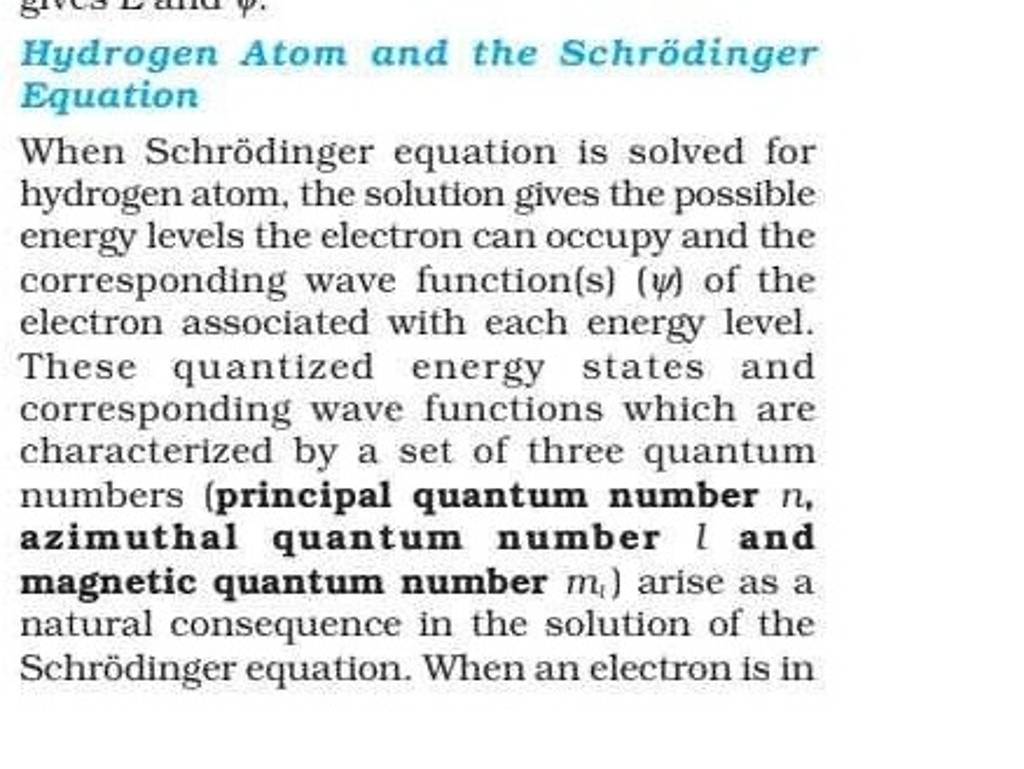 Hydrogen Atom And The Schrödinger Equation When Schrödinger Equation Is S