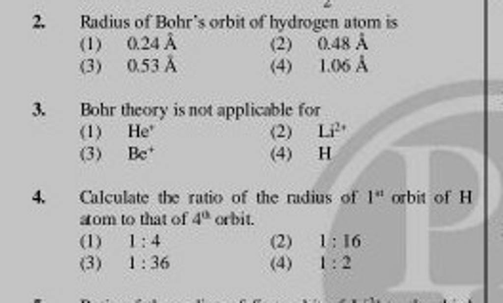 Radius Of Bohr S Orbit Of Hydrogen Atom Is Filo
