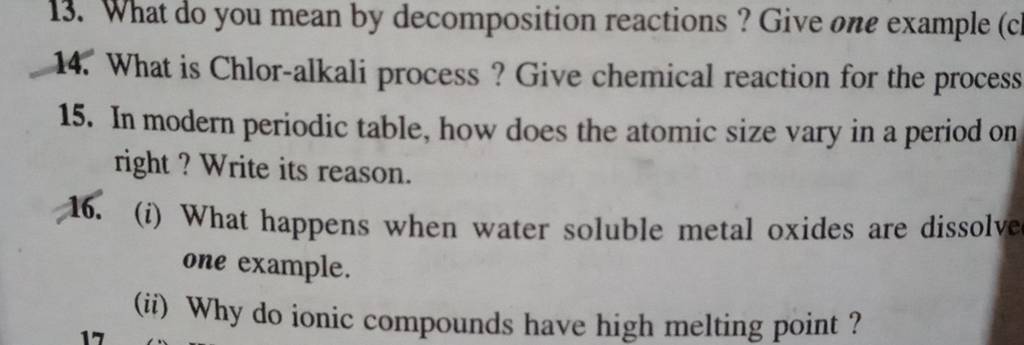 13 What Do You Mean By Decomposition Reactions Give One Example C