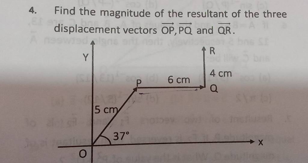 4. Find the magnitude of the resultant of the three displacement vectors