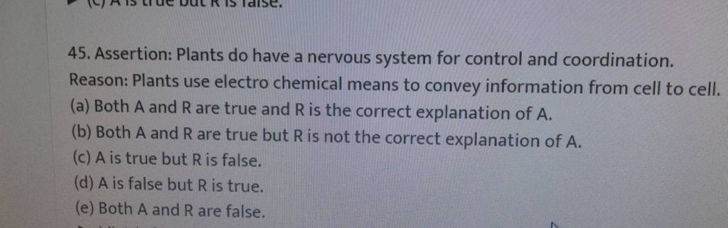 Assertion: Plants do have a nervous system for control and coordination.