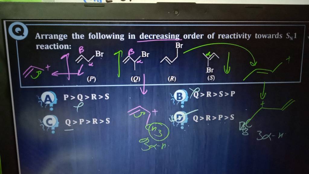 Arrange the following in decreasing order of reactivity towards SN 1 reac..
