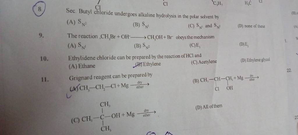 Sec. Butyl chloride undergoes alkaline hydrolysis in the polar solvent by..