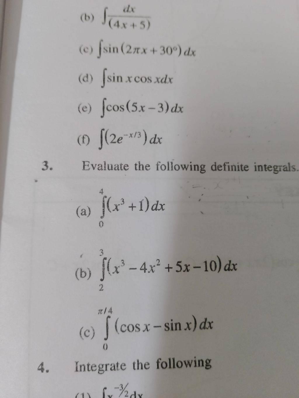 3. Evaluate the following definite integrals. | Filo 3. Evaluate the following definite integrals. | Filo