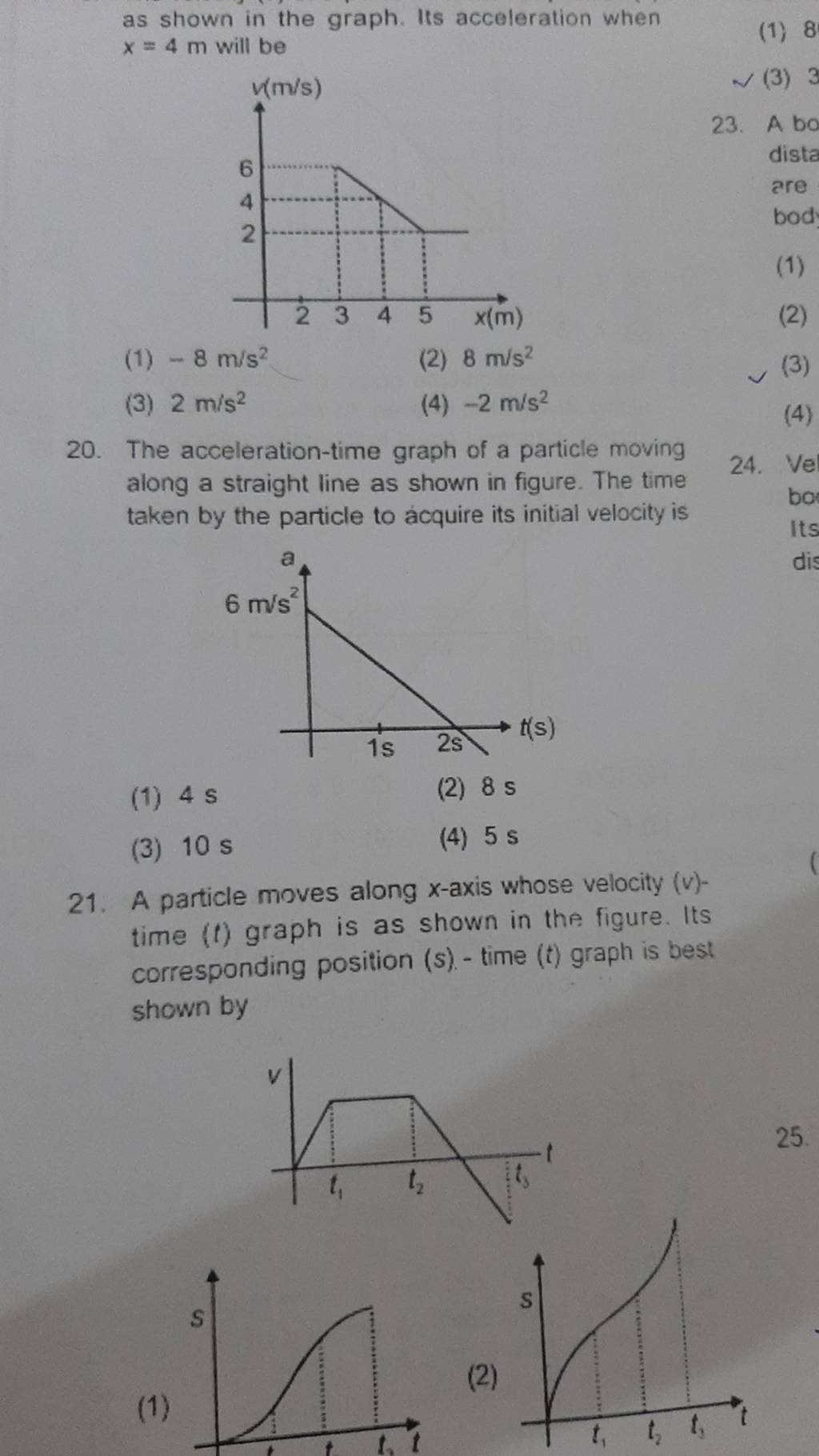A Particle Moves Along X Axis Whose Velocity V Time T Graph Is As Show