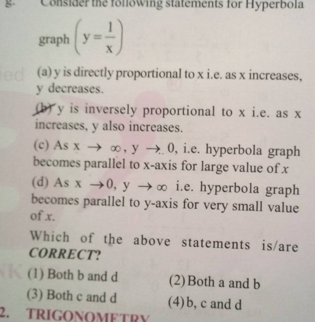 graph(y=x1 ) (a) y is directly proportional to x i.e. as x increases, y d..