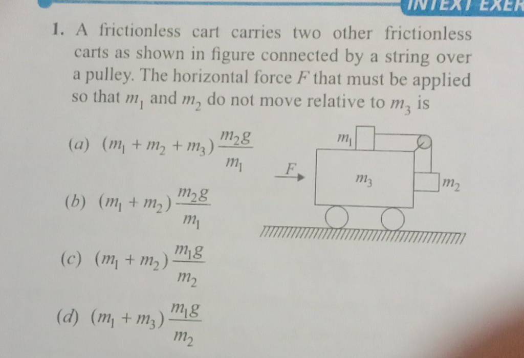 A frictionless cart carries two other frictionless carts as shown in figu..