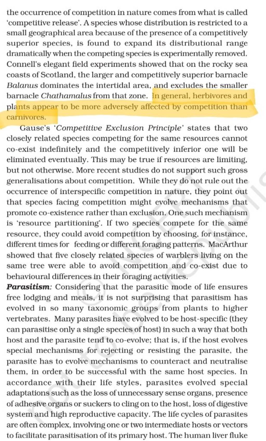 the occurrence of competition in nature comes from what is called 'compet..
