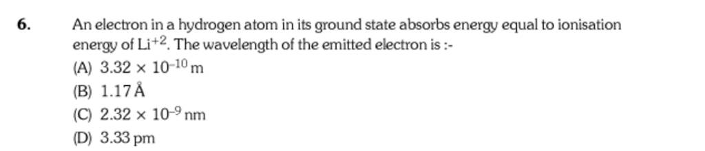 An Electron In A Hydrogen Atom In Its Ground State Absorbs Energy Equal T
