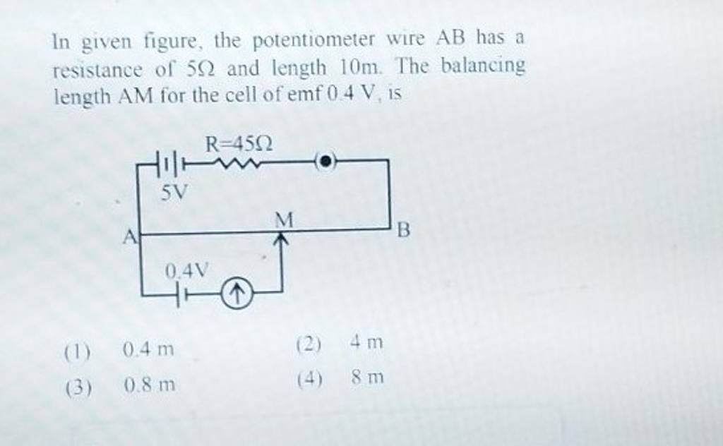 In given figure, the potentiometer wire AB has a resistance of 5Ω and len..