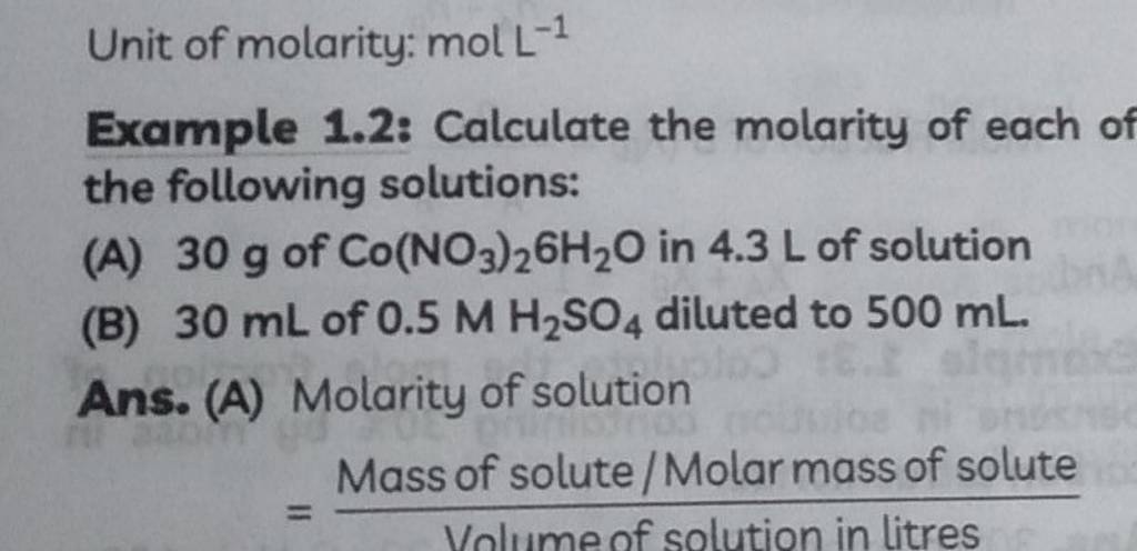 Unit Of Molarity Ol L −1 Example 1 2 Calculate The Molarity Of Each Of