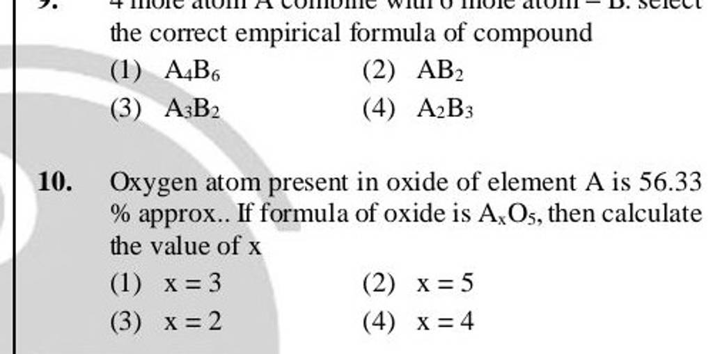 the correct empirical formula of compound | Filo