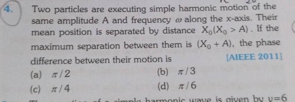 Two particles are executing simple harmonic motion of the same amplitude