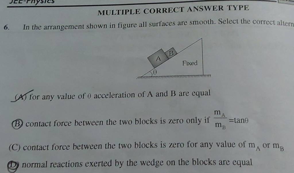 Multiple Correct Answer Type 6 In The Arrangement Shown In Figure All Su