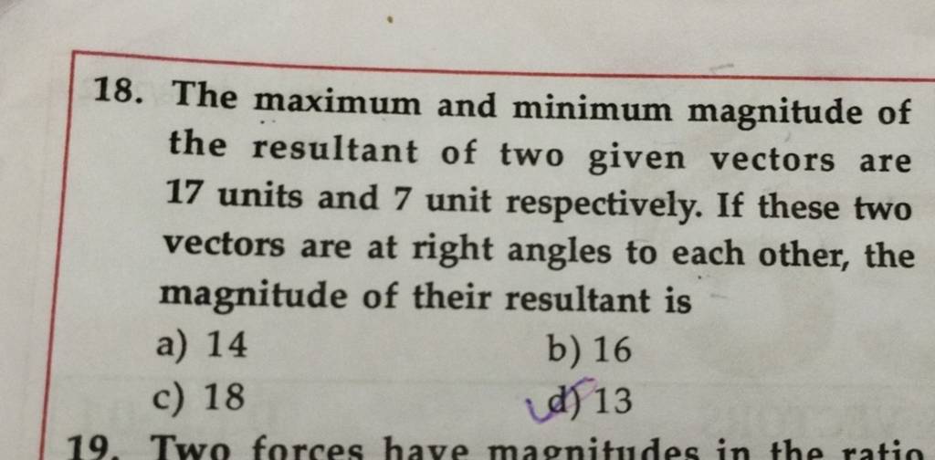 The Maximum And Minimum Magnitude Of The Resultant Of Two Given Vectors A