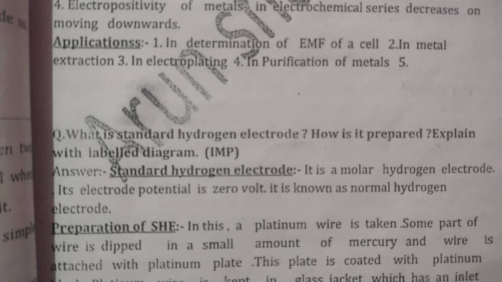 4. Electropositivity of metals in eelectrochemical series decreases on mo..