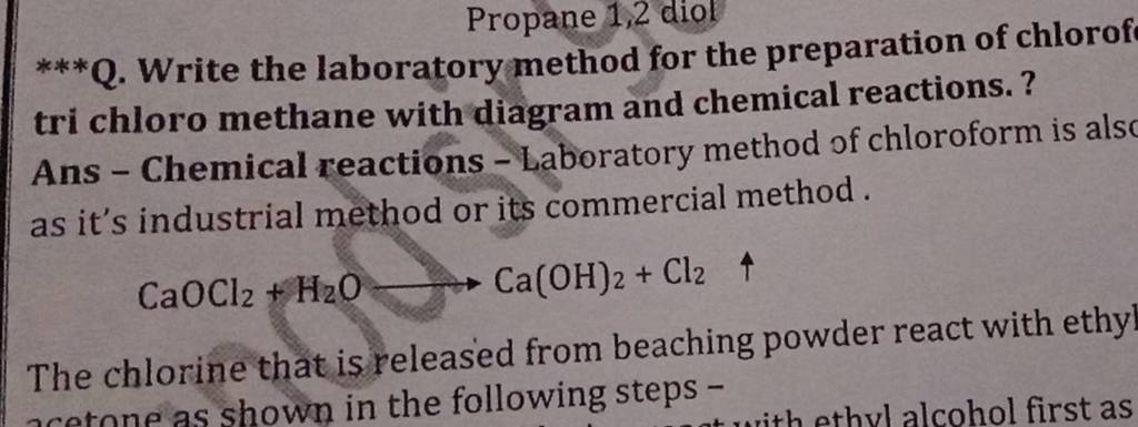 Propane 1,2 diol *** Q. Write the laboratory method for the preparation o..