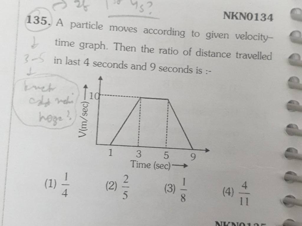 A Particle Moves According To Given Velocitytime Graph Then The Ratio Of