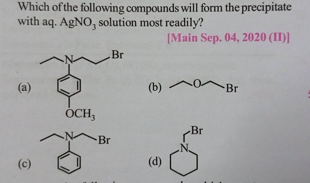 Which of the following compounds will form the precipitate with aq. AgNO3..