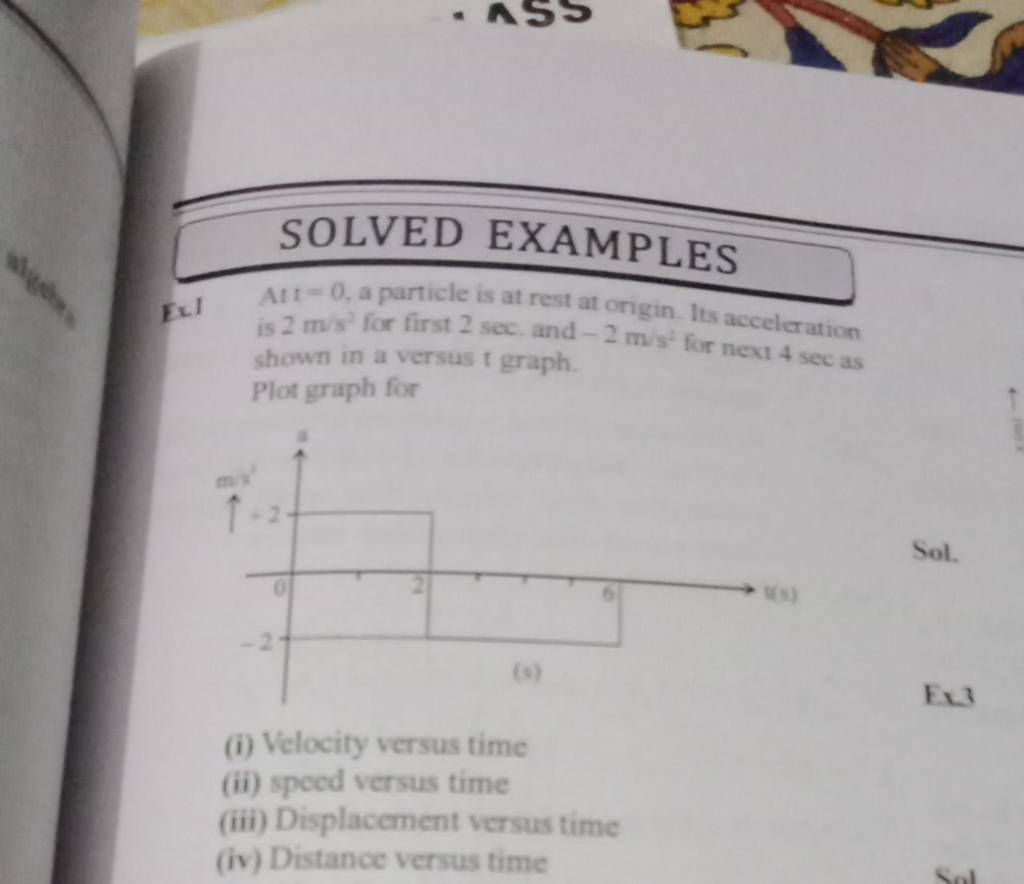 SOLVED EXAMPLES shown in a versus t graph. Plot graph for Ex3 | Filo SOLVED EXAMPLES shown in a versus t graph. Plot graph for Ex3 | Filo