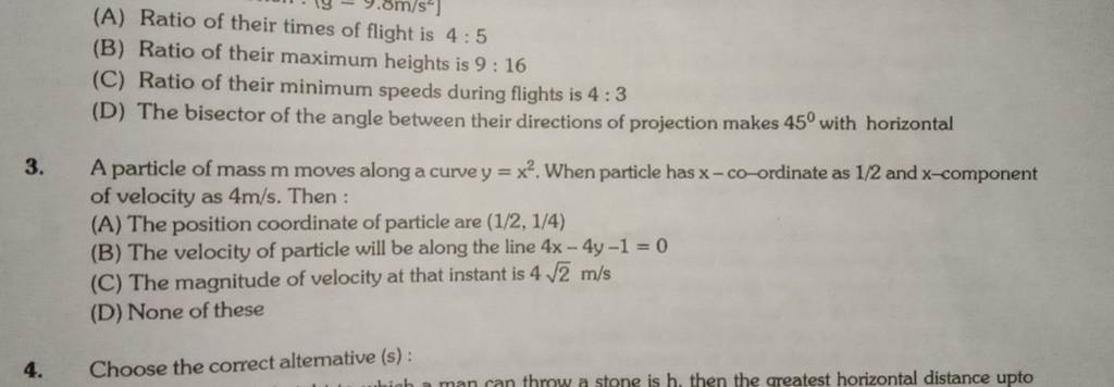A particle of mass m moves along a curve y=x2. When particle has x-co-ord.. A particle of mass m moves along a curve y=x2. When particle has x-co-ord..
