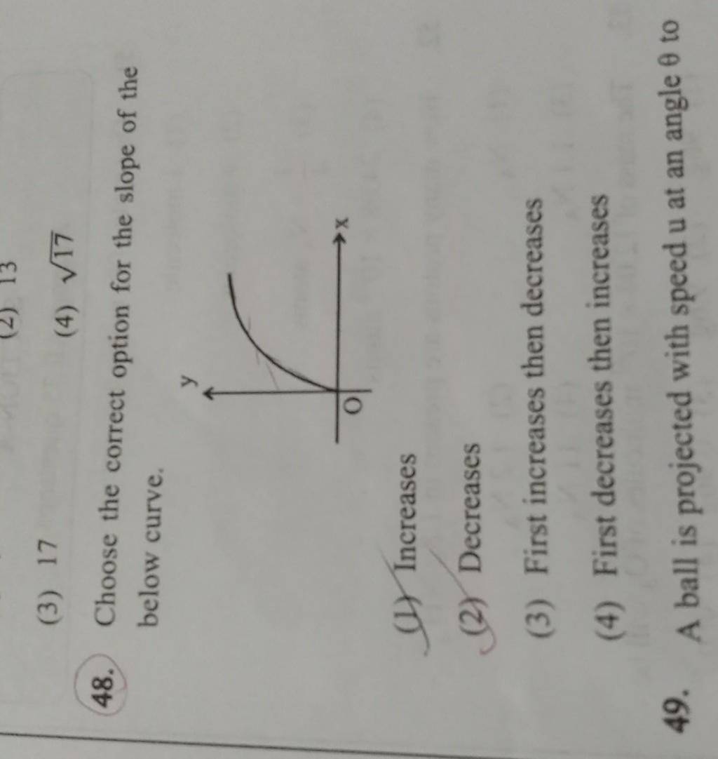 Choose the correct option for the slope of the below curve. | Filo