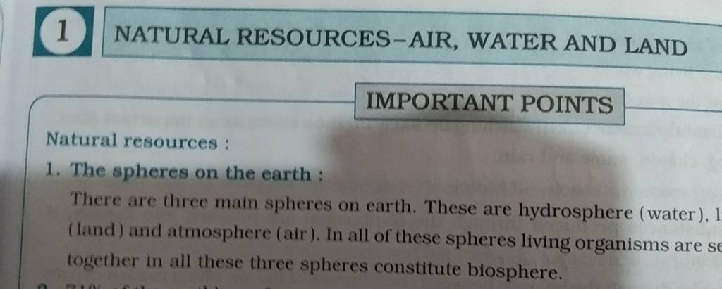 1 NATURAL RESOURCES-AIR, WATER AND LAND | Filo