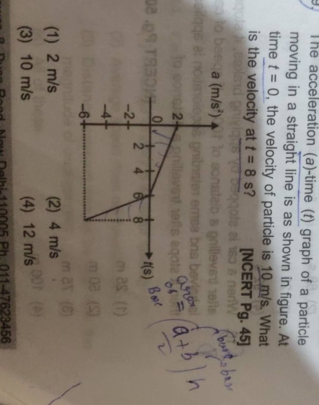 The acceleration (a)-time (t) graph of a particle moving in a straight li..