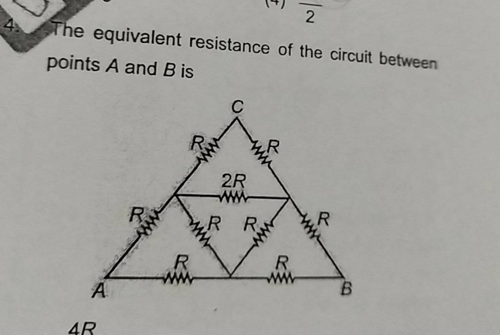 The equivalent resistance of the circuit between points A and B is | Filo