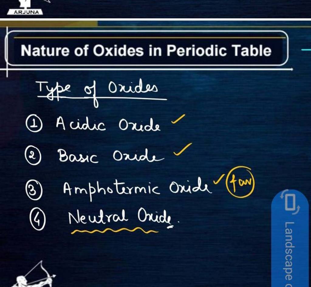 Nature of Oxides in Periodic Table Type of Oxides | Filo
