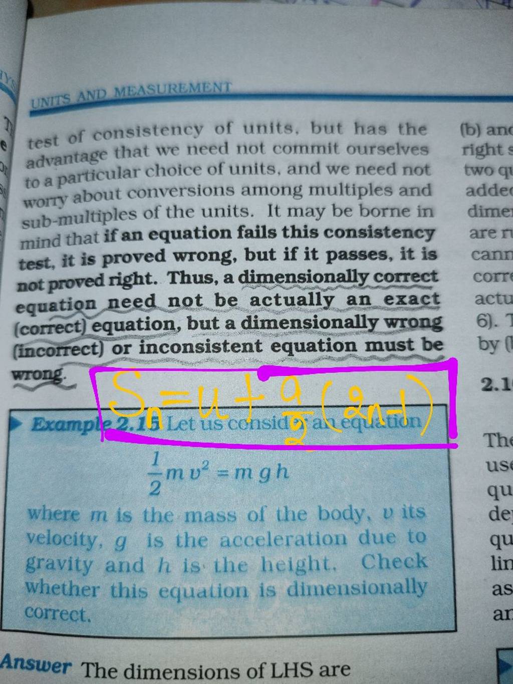 test of consistency of units, but has the test of consistency of units, b..