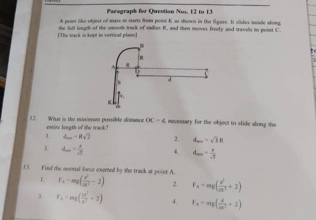 Find the normal force exerted by the track at point A. | Filo