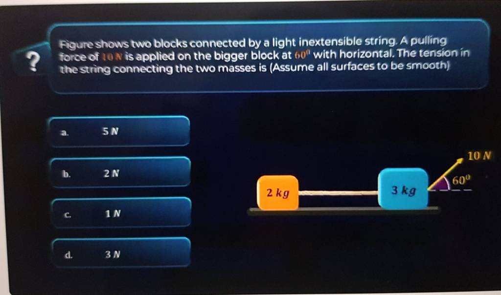Figure shows two blocks connected by a light inextensible string. A pulli.. Figure shows two blocks connected by a light inextensible string. A pulli..
