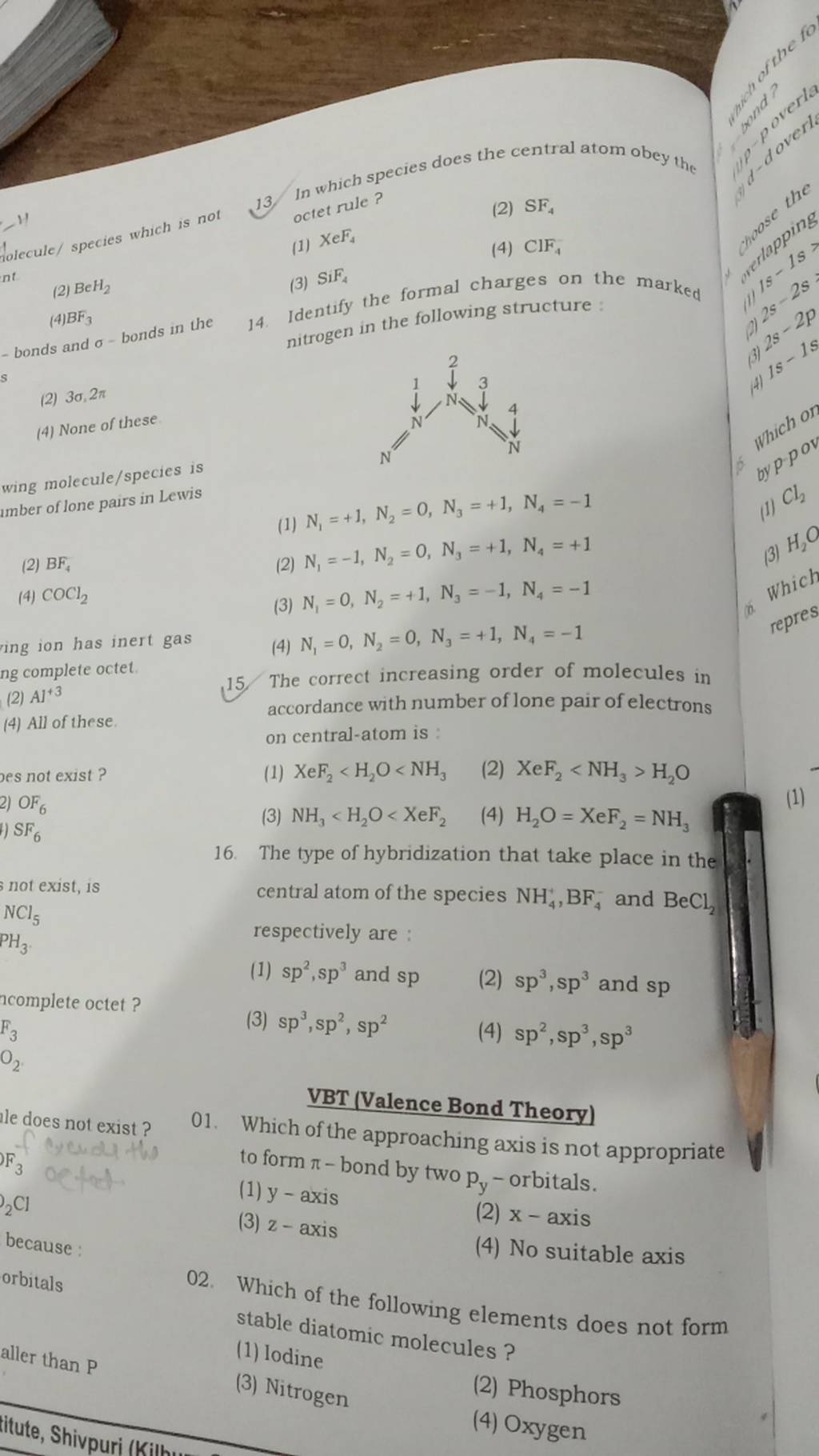 13. In which species octet rule? nitrogen in the following strubier