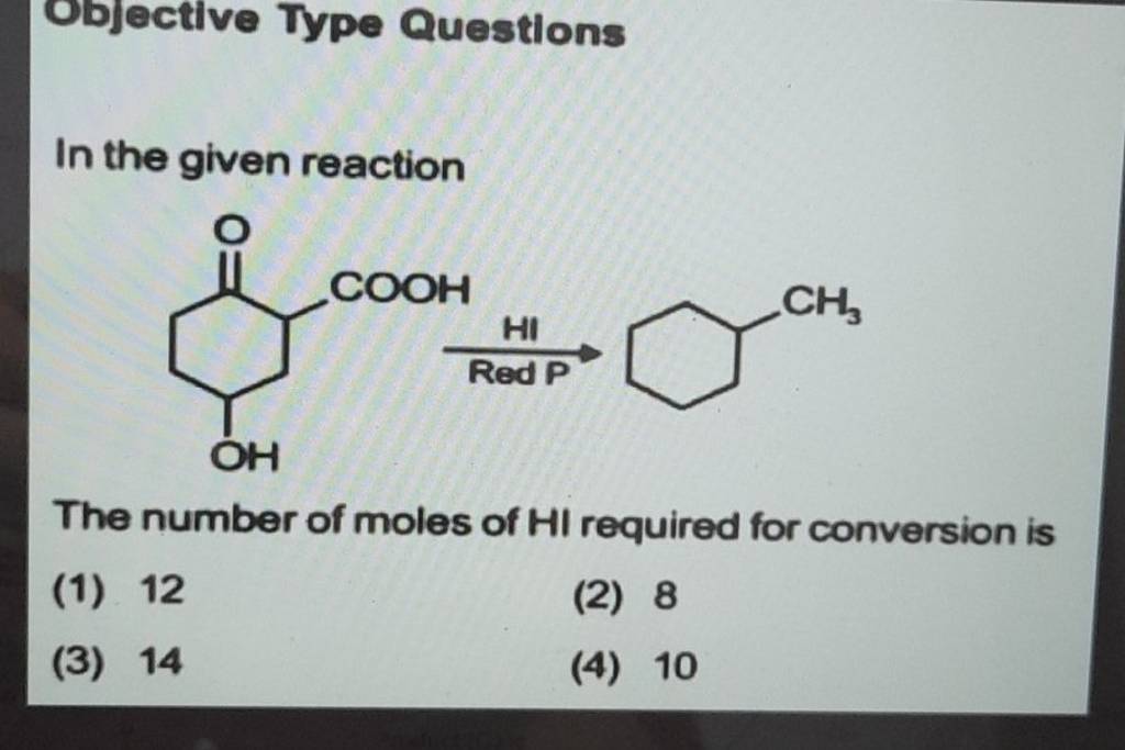 Objective Type Questlons In the given reaction The number of moles of HI