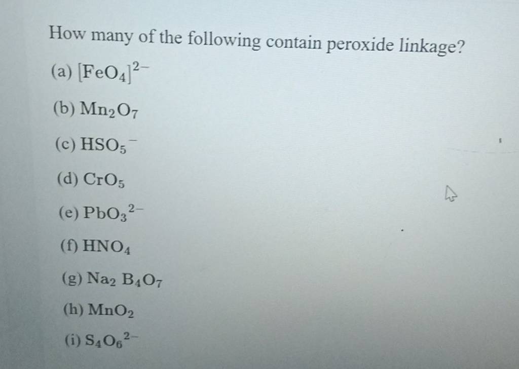 How many of the following contain peroxide linkage? | Filo