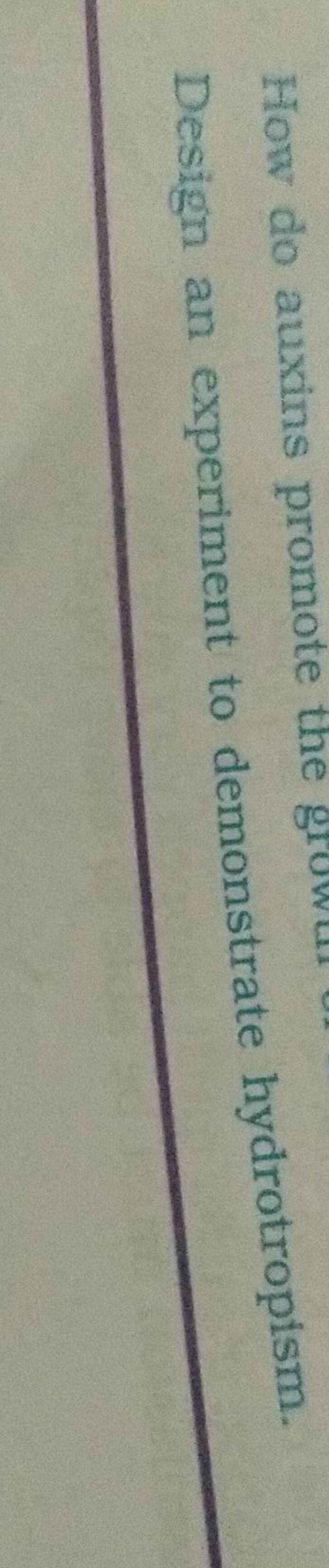 How do auxins promote the Design an experiment to demonstrate hydrotropis..