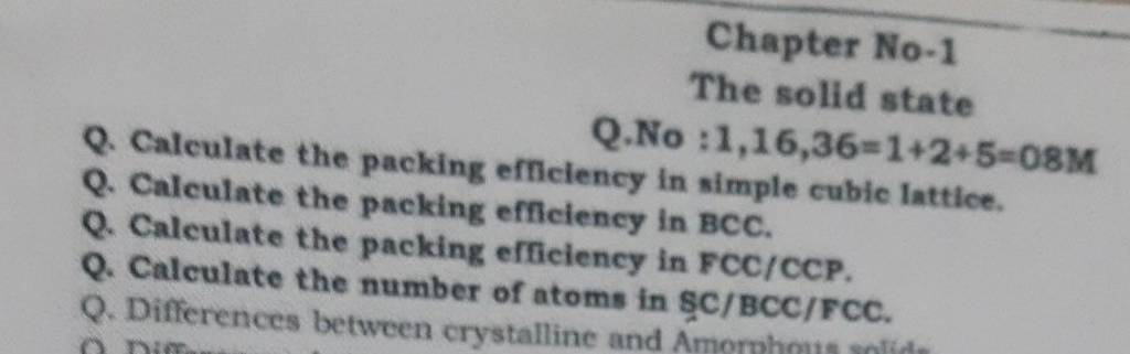 Q Calculate The Packing Efficiency In Simple Cubie Iattice Filo