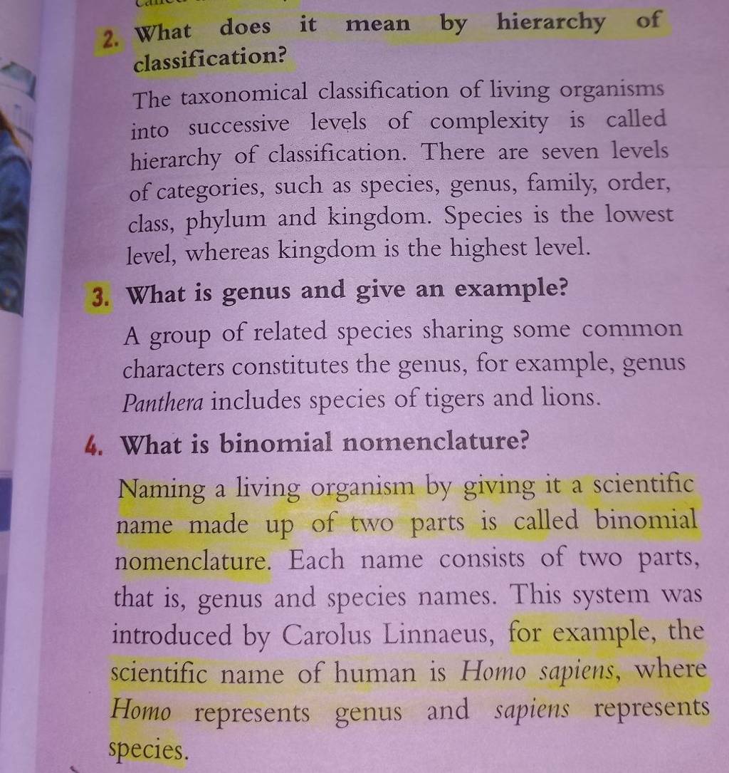 2. What does it mean by hierarchy of classification? The taxonomical cla.. 2. What does it mean by hierarchy of classification? The taxonomical cla..