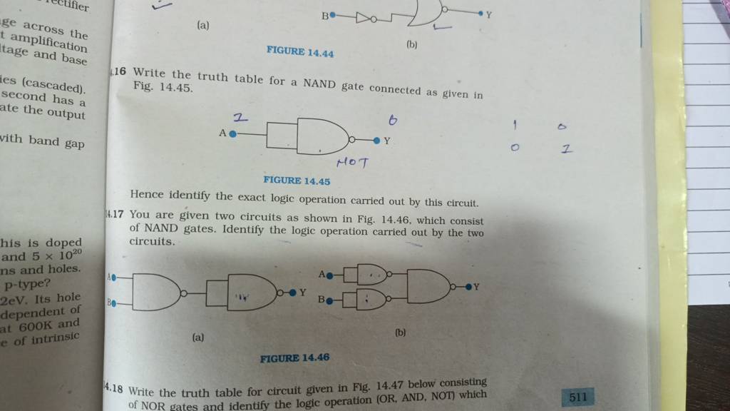 4.18 Write the truth table for circuit given in Fig. 14.47 below consisti..