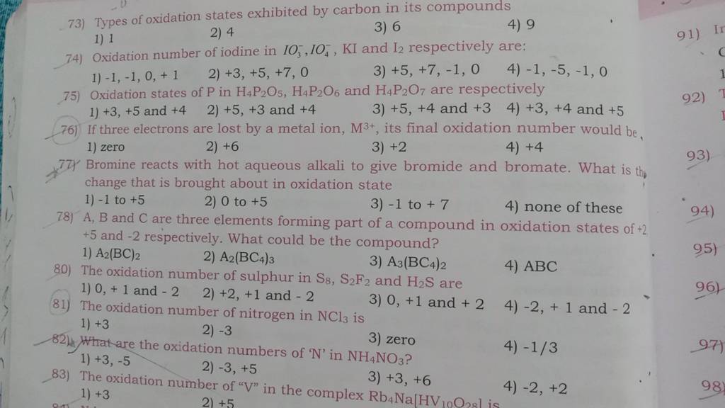 Oxidation states of P in H4 P2 O5 ,H4 P2 O6 and H4 P2 O7 are respectiv..
