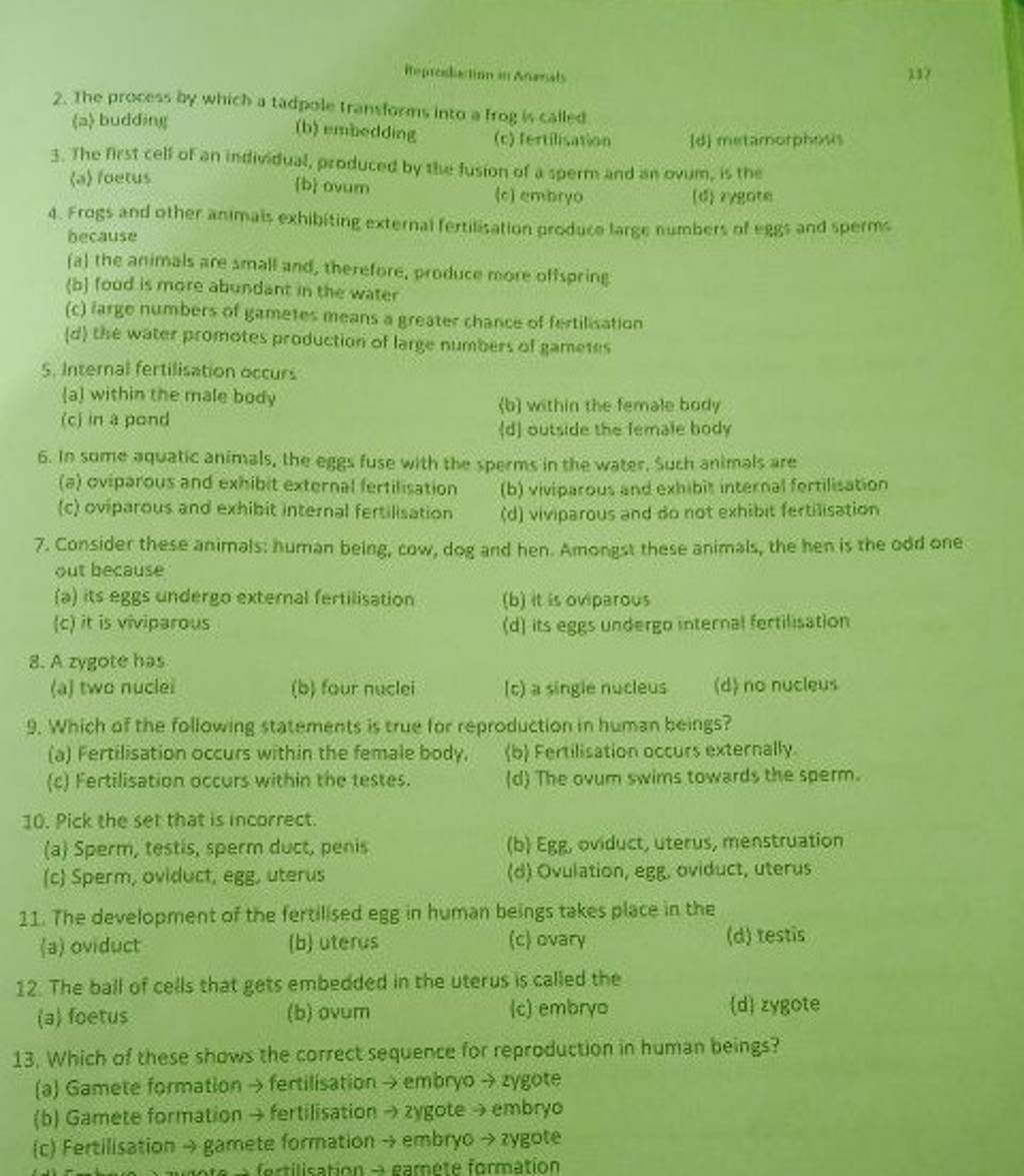 Which of these shows the correct sequence for reproduction in human being.. Which of these shows the correct sequence for reproduction in human being..