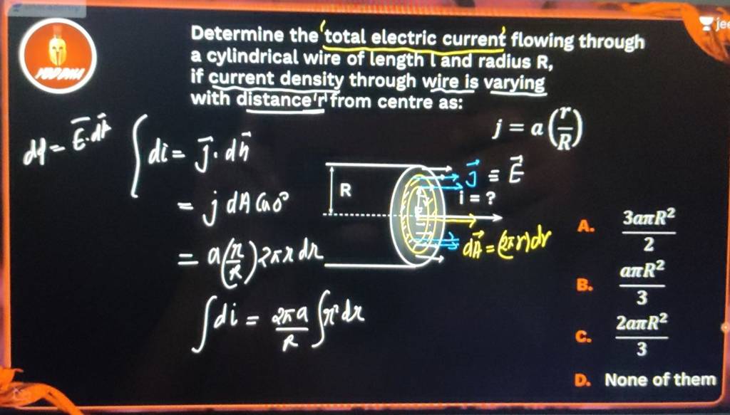 Determine the 'total electric current flowing through a cylindrical wire