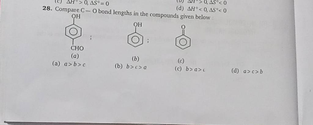 Compare C−O bond lengths in the compounds given below | Filo