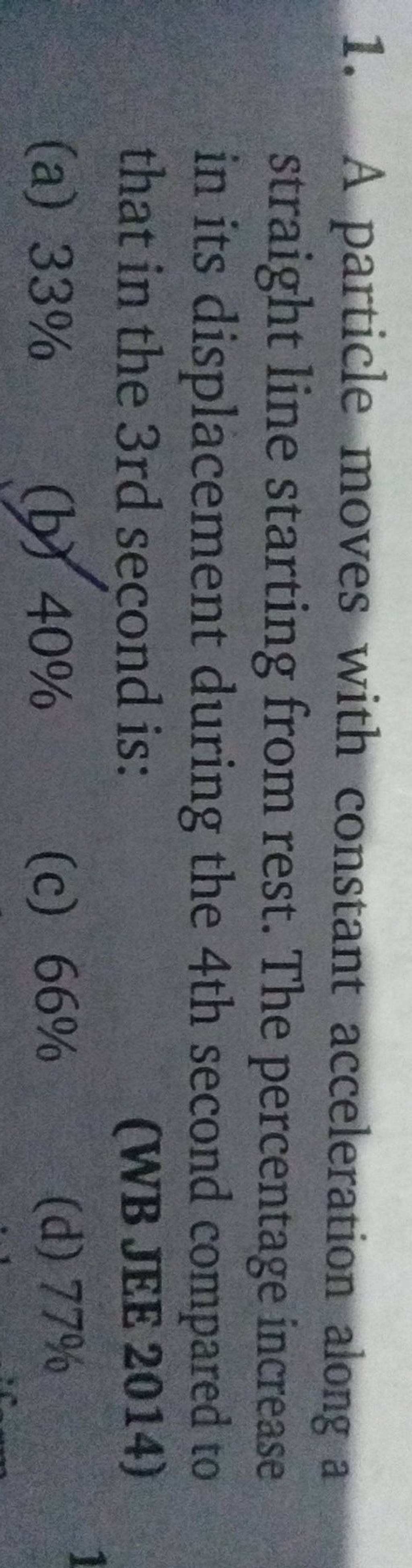 A Particle Moves With Constant Acceleration Along A Straight Line Startin