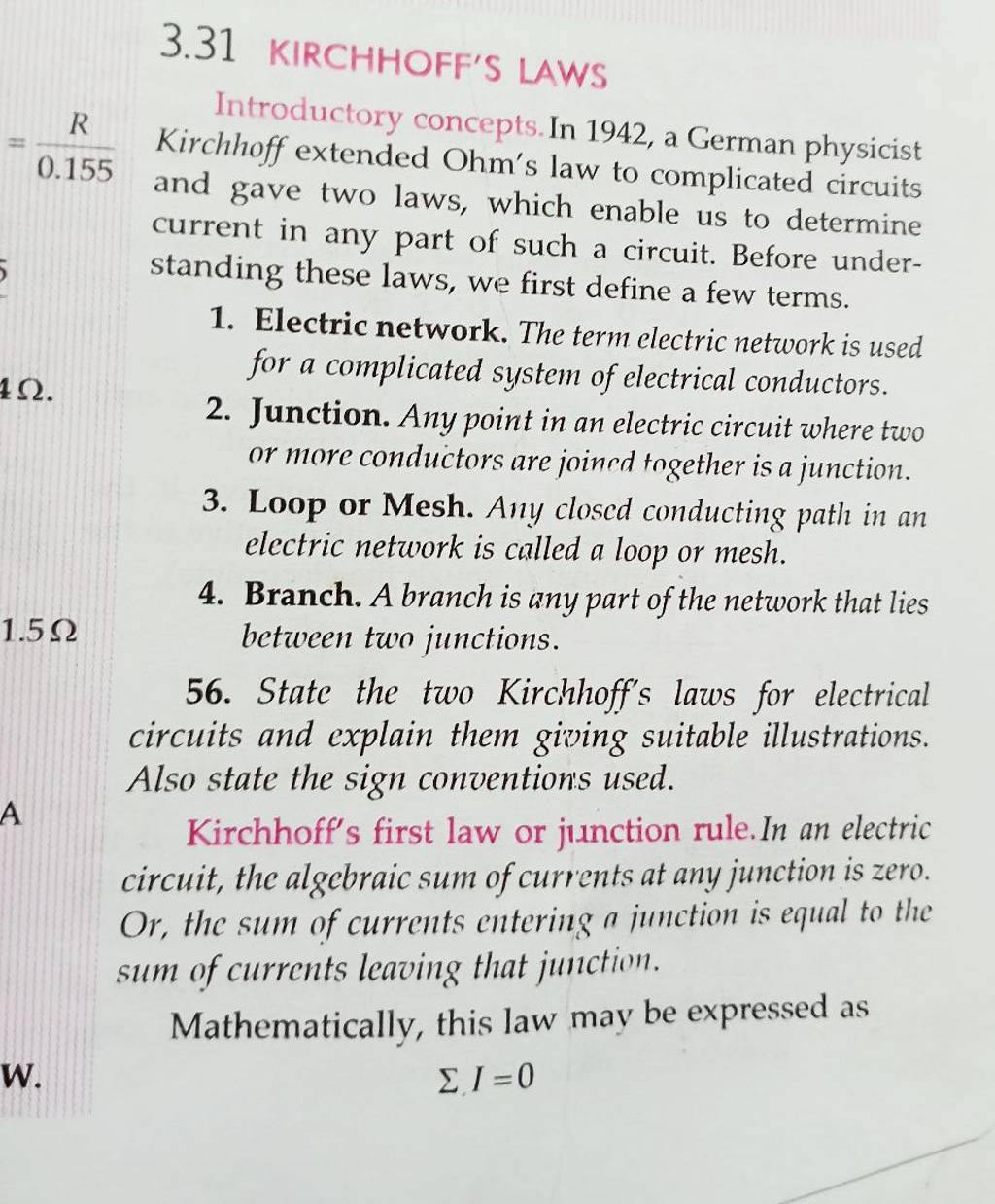 3.31 KIRCHHOFF'S LAWS Introductory concepts. In 1942, a German physicist
