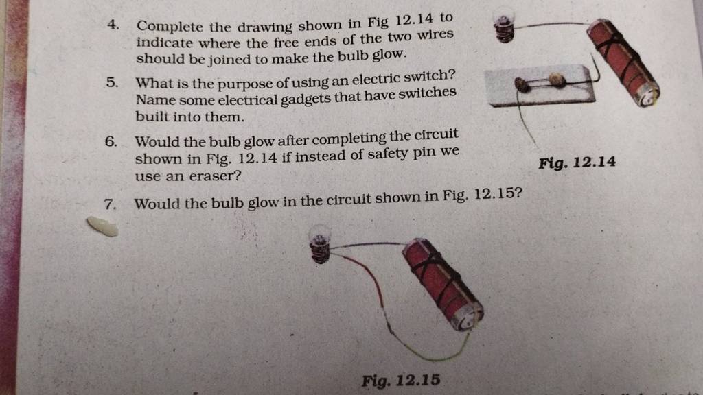 4. Complete the drawing shown in Fig 12.14 to indicate where the free end..