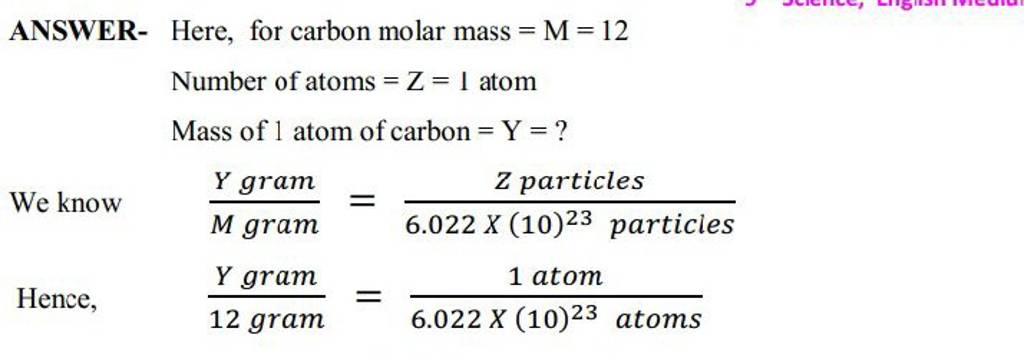 ANSWER- Here, for carbon molar mass =M=12 | Filo